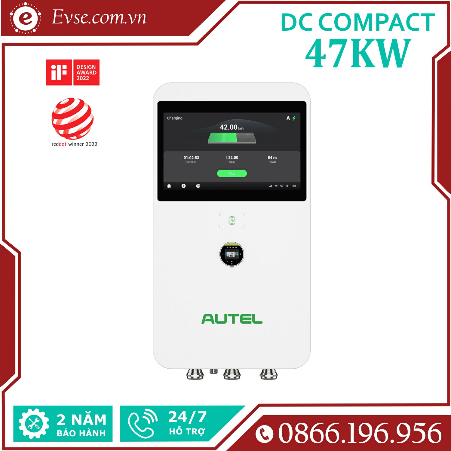 Sạc nhanh Autel MaxiCharger DC Compact 47kW | EVSE Việt Nam